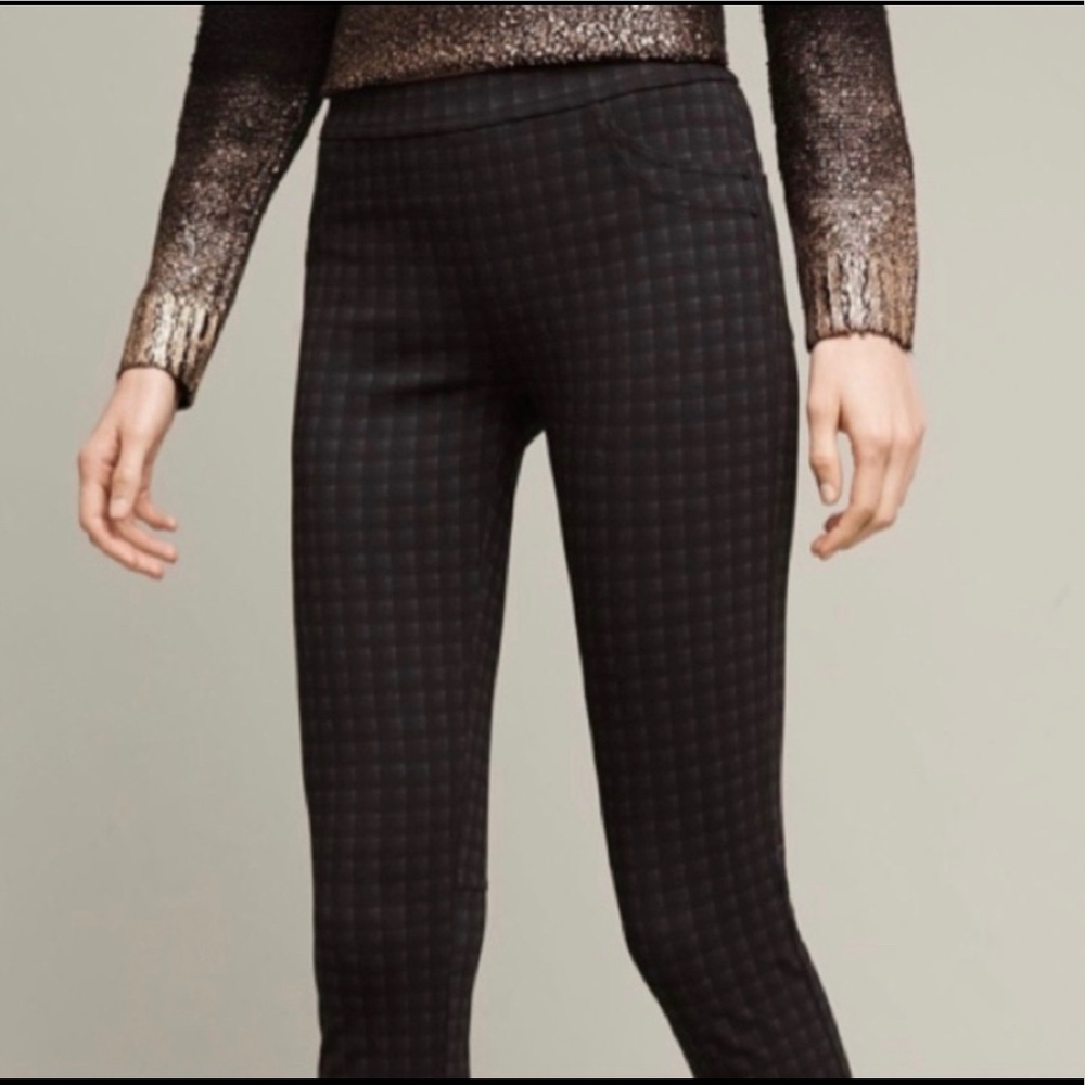Sanctuary Anthro Grease Ponte Printed Check Leggings - Gem